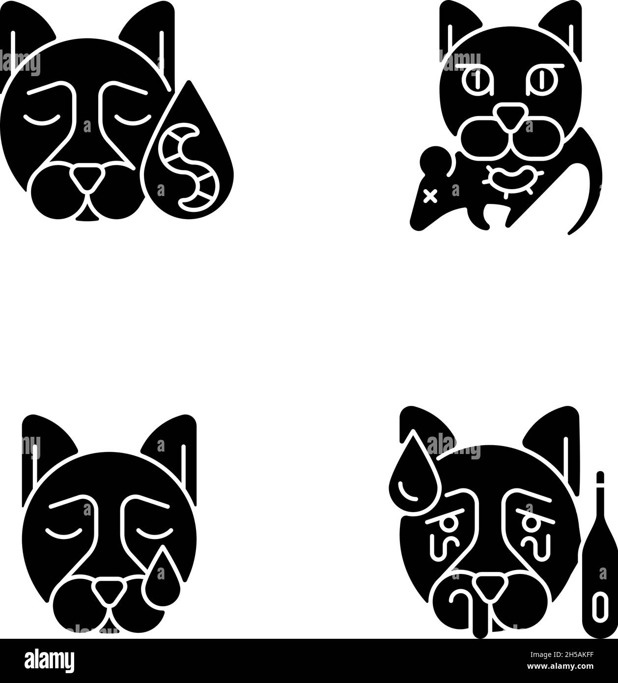 Pet infections black glyph icons set on white space Stock Vector Image ...