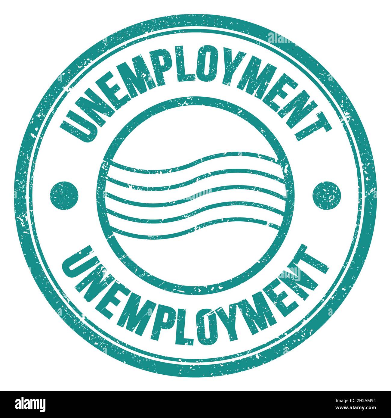 UNEMPLOYMENT word written on blue round postal stamp sign Stock Photo ...