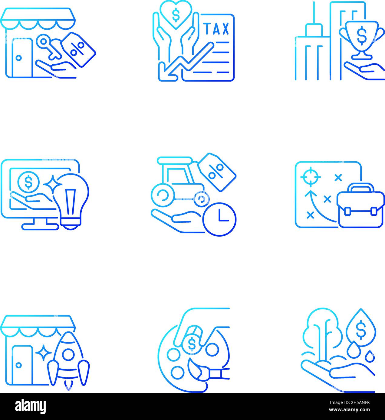 Small business financial support gradient linear vector icons set Stock ...