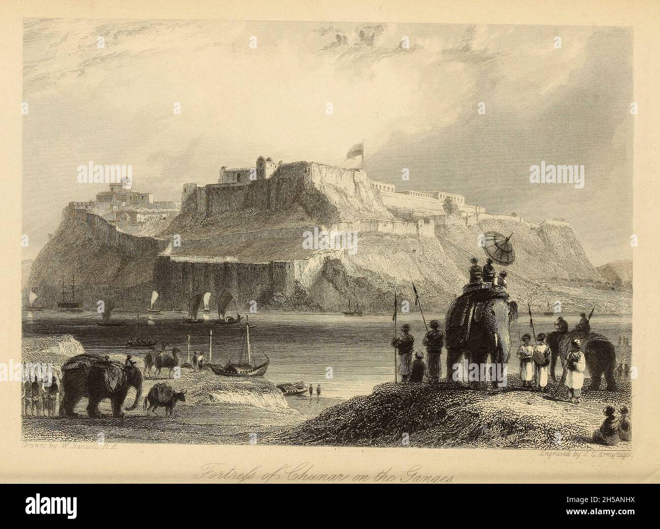 Fortress of Chunar Ghur on the Ganges From the book ' The Oriental ...
