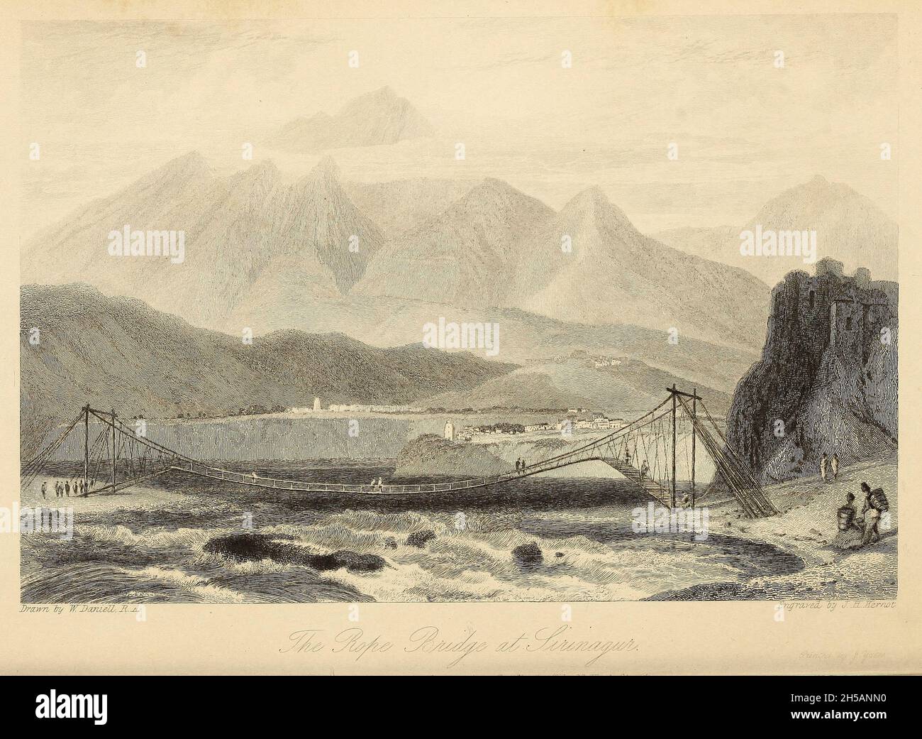 Rope-Bridge At Serinagur From the book ' The Oriental annual, or ...