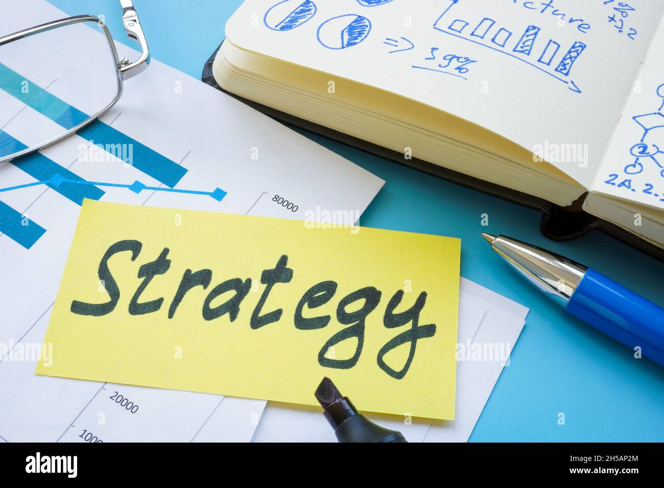 Strategy word on the sticker for business and start up Stock Photo - Alamy