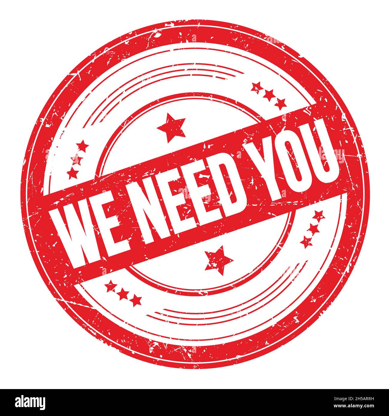 WE NEED YOU text on red round grungy texture stamp Stock Photo - Alamy