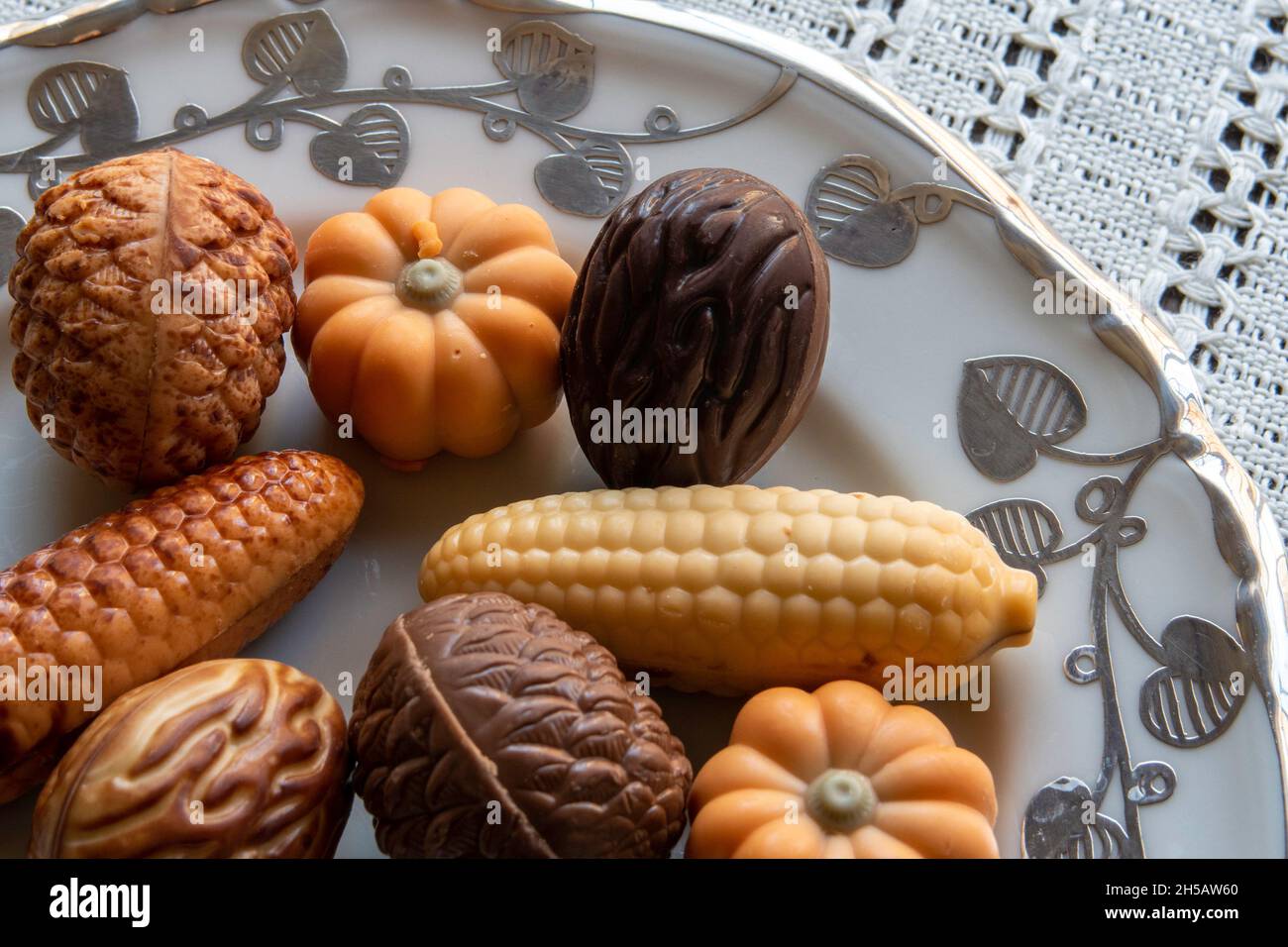 Still life of decorative Thanksgiving chocolates 2021 Stock Photo - Alamy