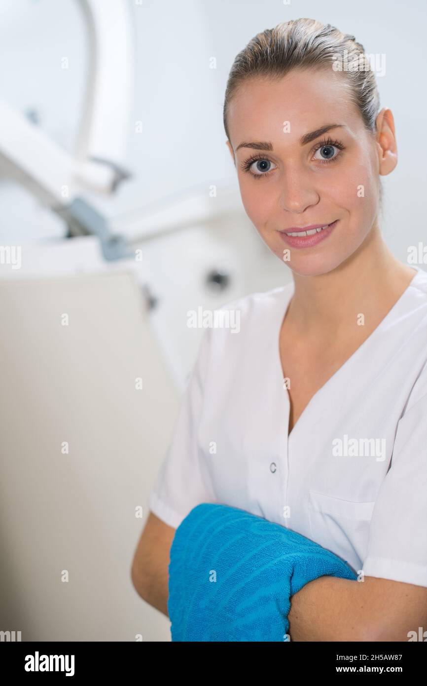 a female spa worker posing Stock Photo - Alamy