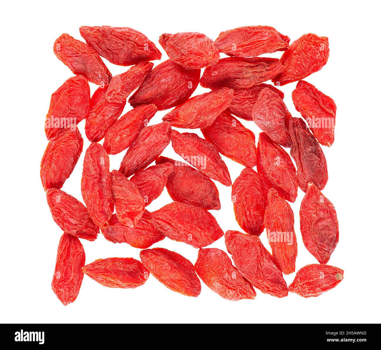 Chinese wolfberries isolated on white background. Heap of dried goji ...
