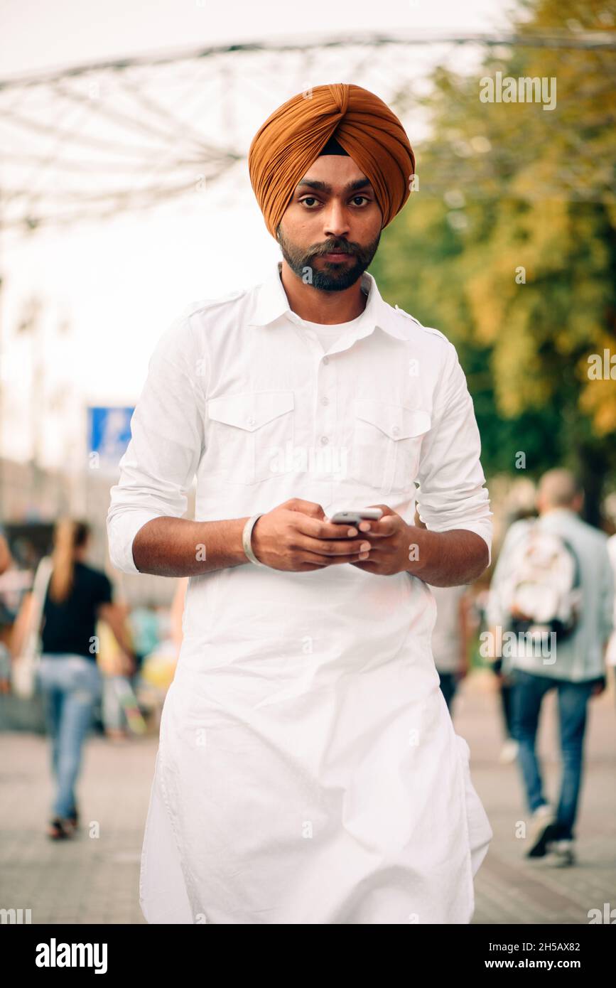 Kyiv, Ukraine - August 23, 2021. Khreshchatyk St. Portrait of Indian ...
