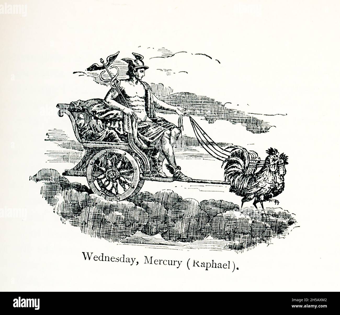 This illustration shows the Roman messenger Mercury in his chariot ...