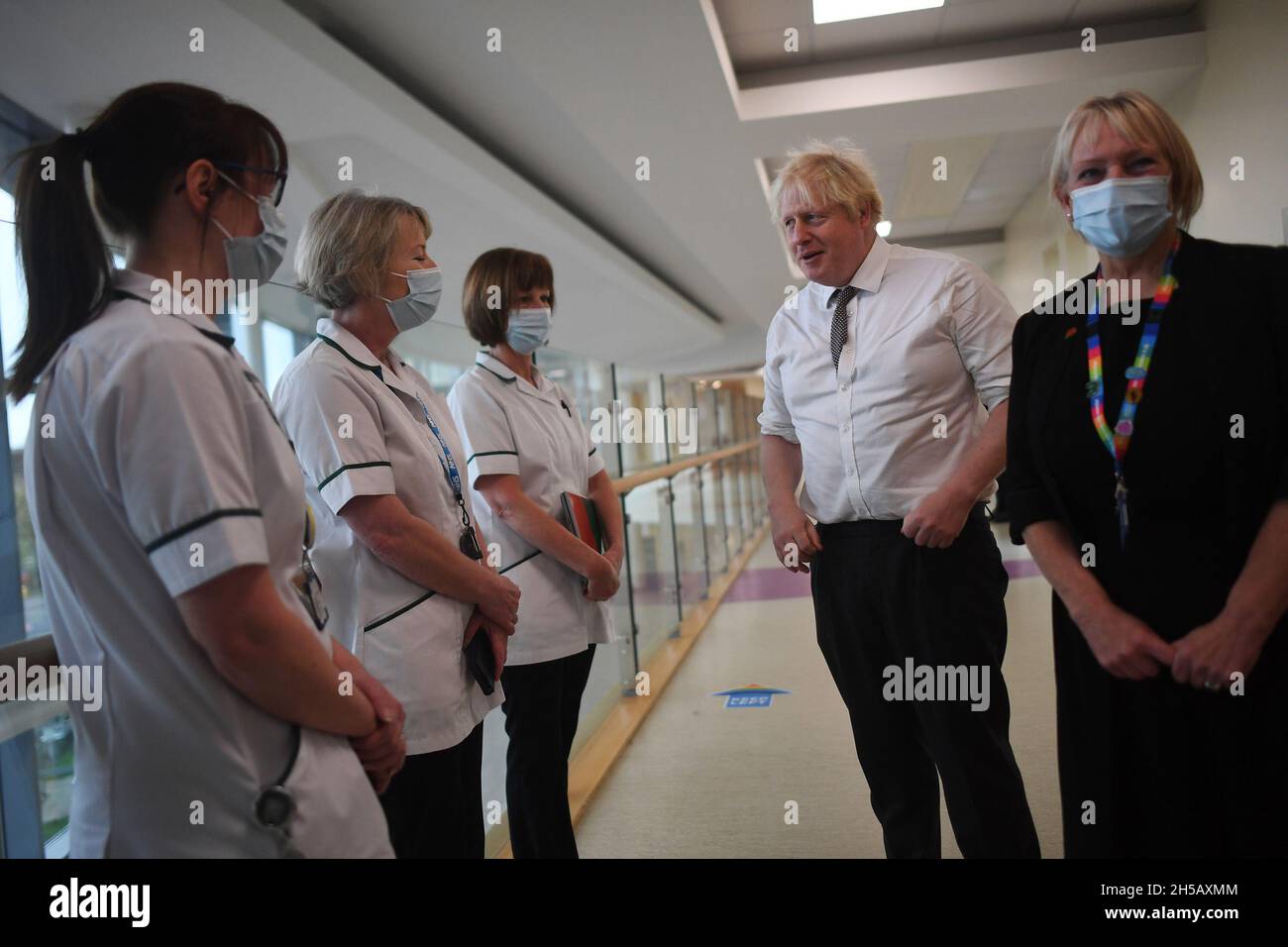 Prime Minister Boris Johnson meets with medical staff during a visit to ...
