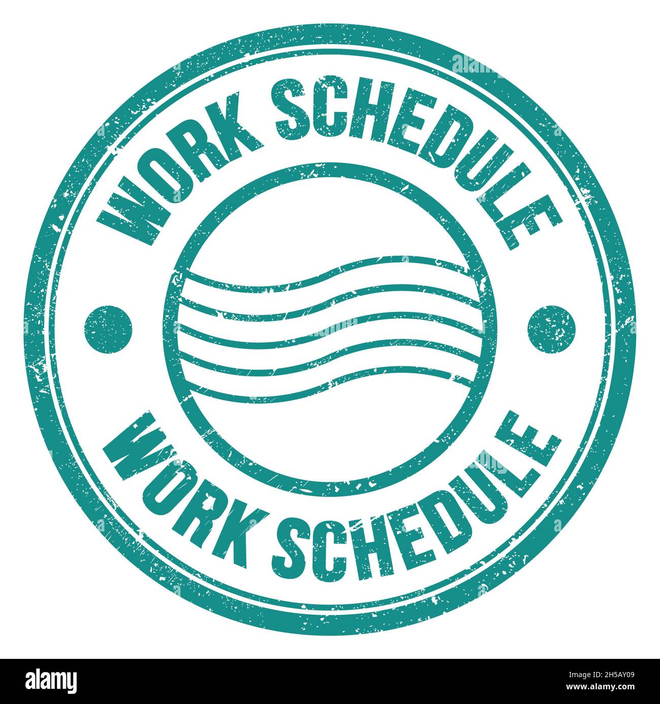 WORK SCHEDULE word written on blue round postal stamp sign Stock Photo ...