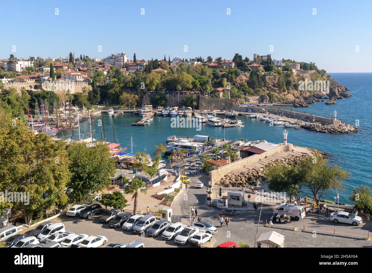 Antalya Kaleici. View of ancient city and marina - old harbour in ...