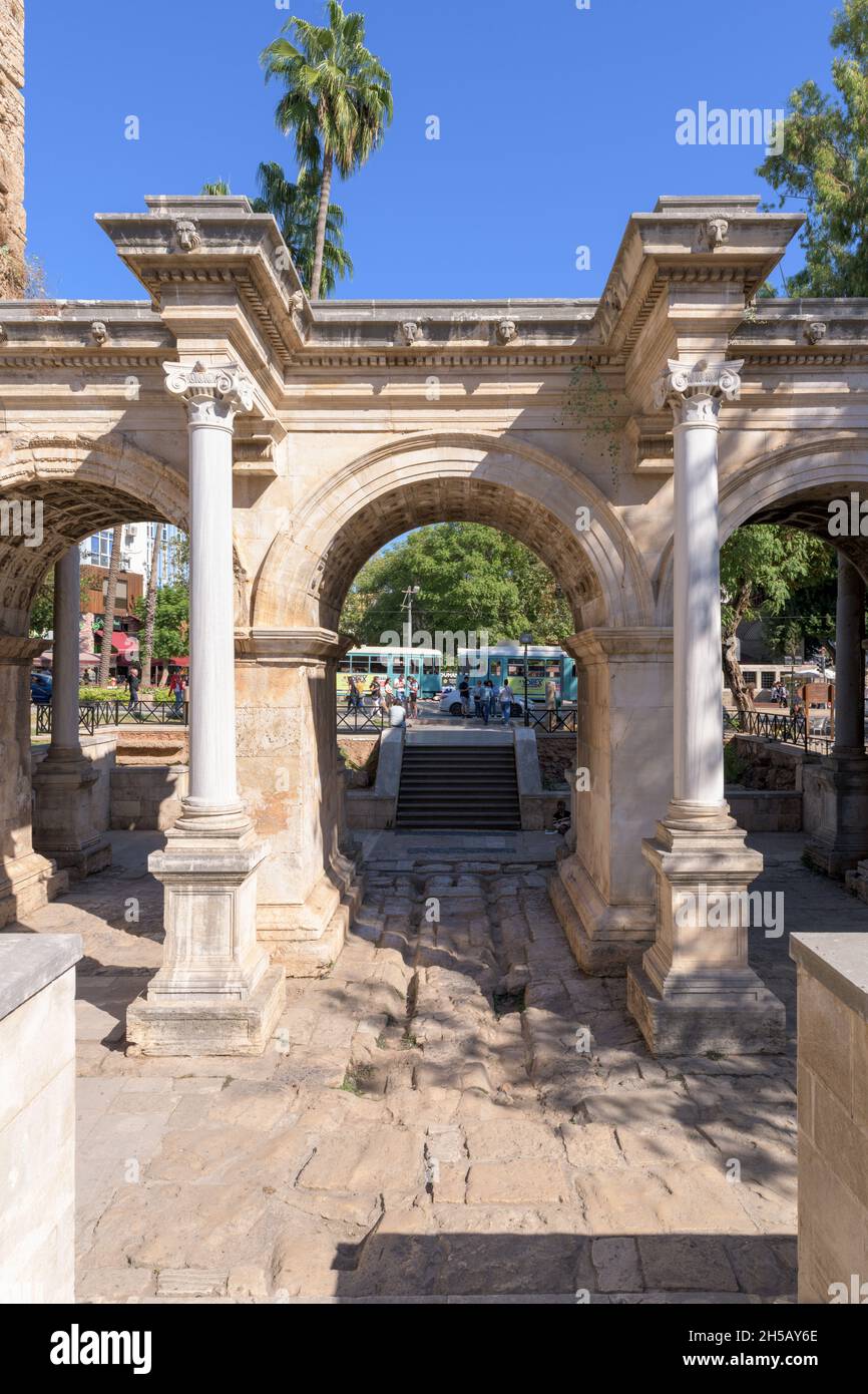 Hadrian gate of old town Antalya, Turkey Stock Photo - Alamy