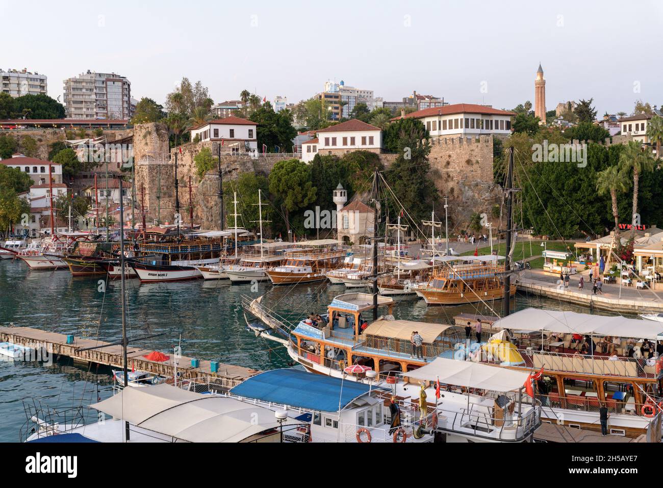Antalya Kaleici. View of ancient city and marina - old harbour in ...