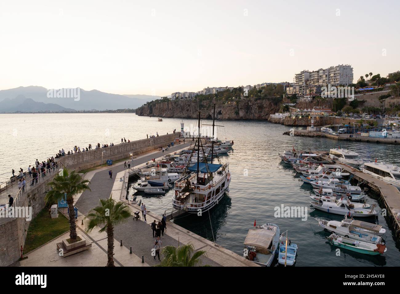 Antalya Kaleici. View of ancient city and marina - old harbour in ...