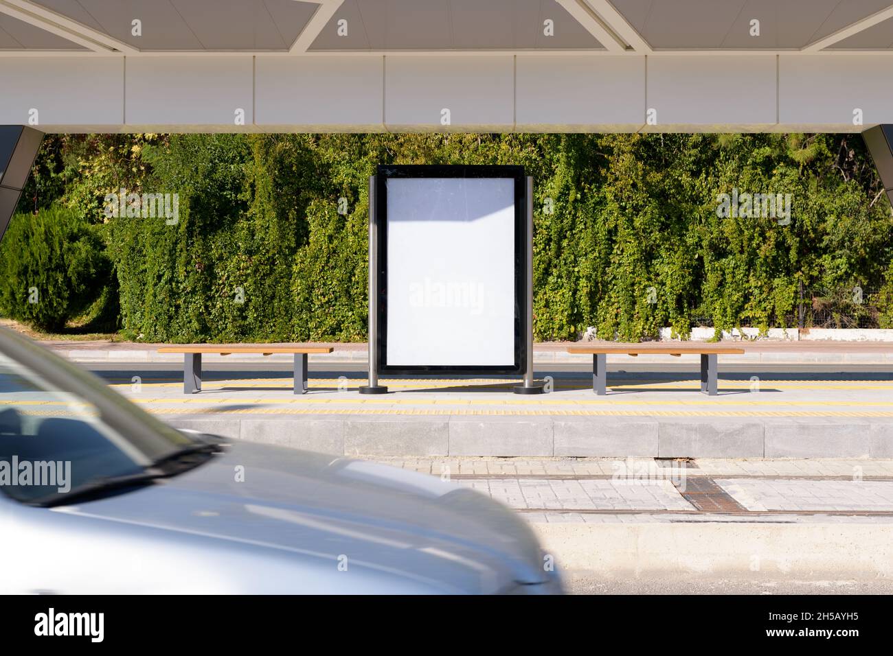 Poster stand. Street billboard mock up at a public transport stop Stock ...