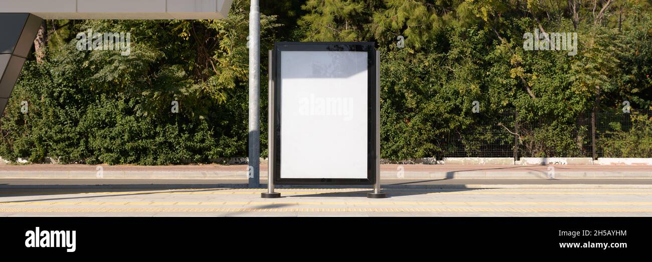 Poster stand. Street billboard mock up at a public transport stop Stock ...