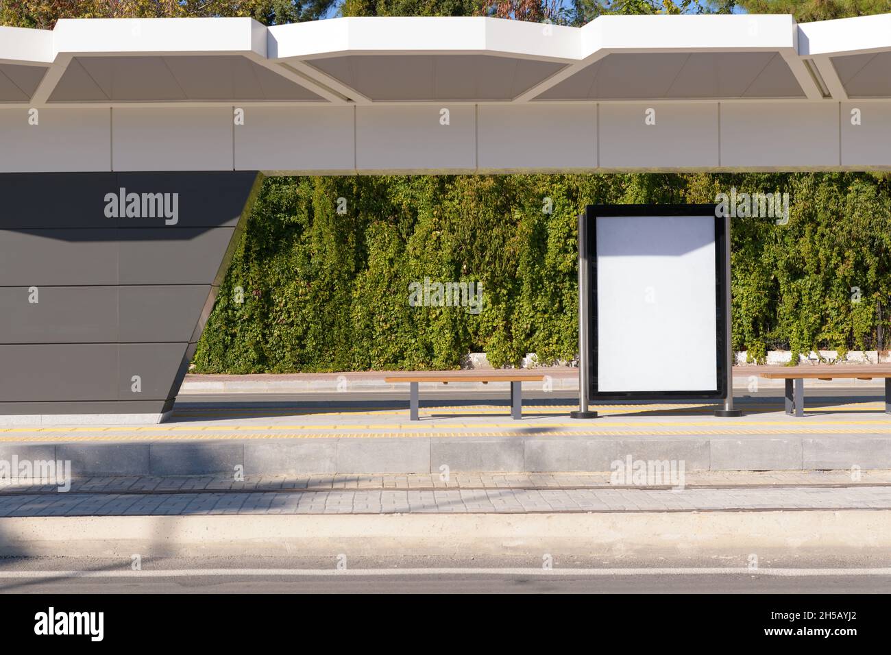 Poster stand. Street billboard mock up at a public transport stop Stock ...