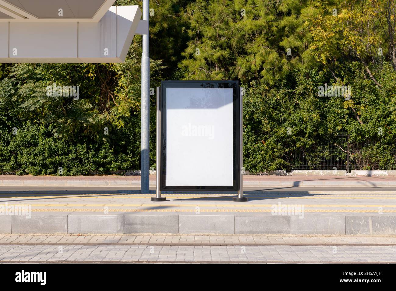 Poster stand. Street billboard mock up at a public transport stop Stock ...