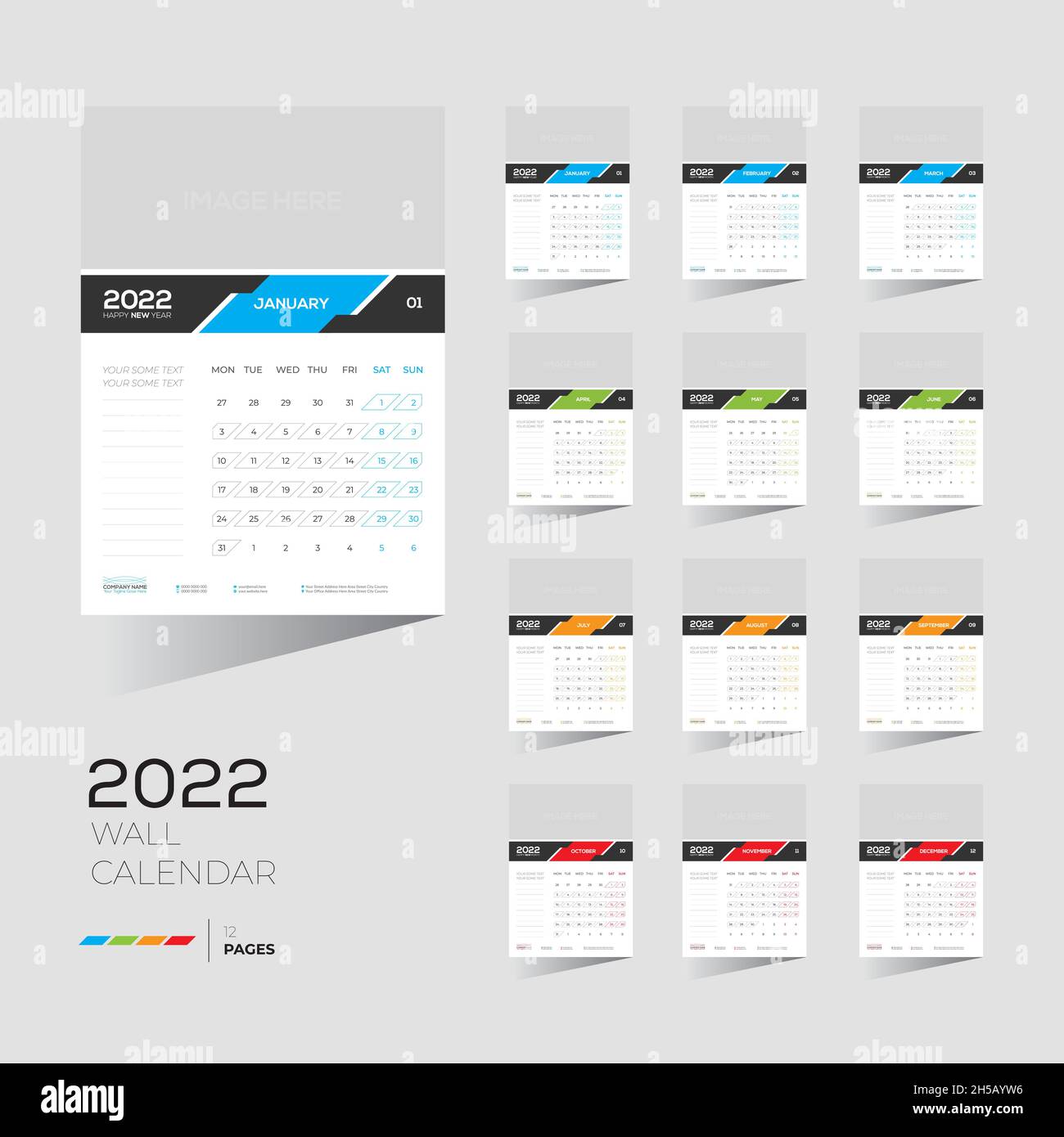 12 month 12 pages 2022 wall calendar design for personal or any kind of ...