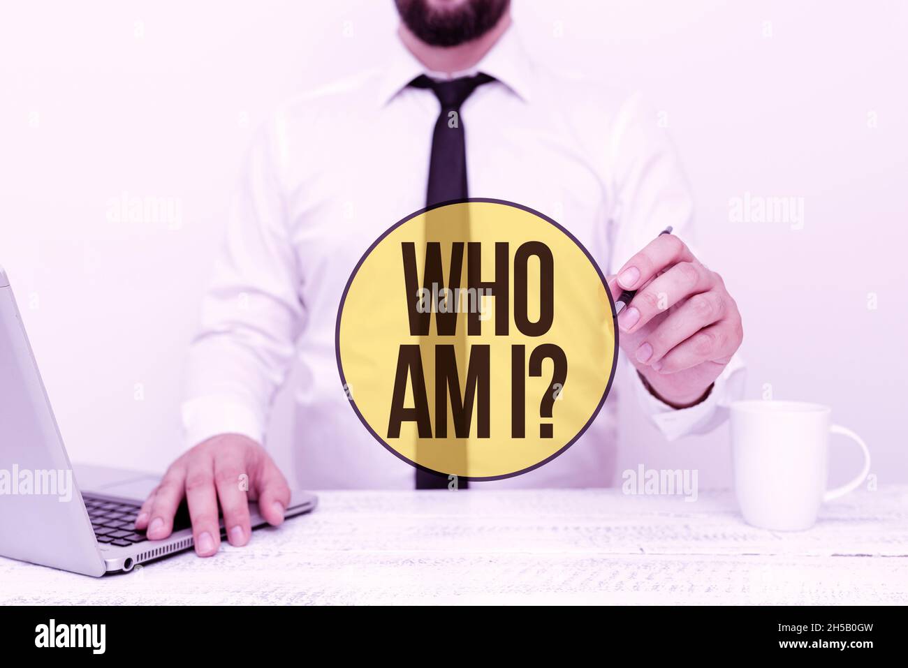 Hand writing sign Who Am I Question. Conceptual photo asking about self ...