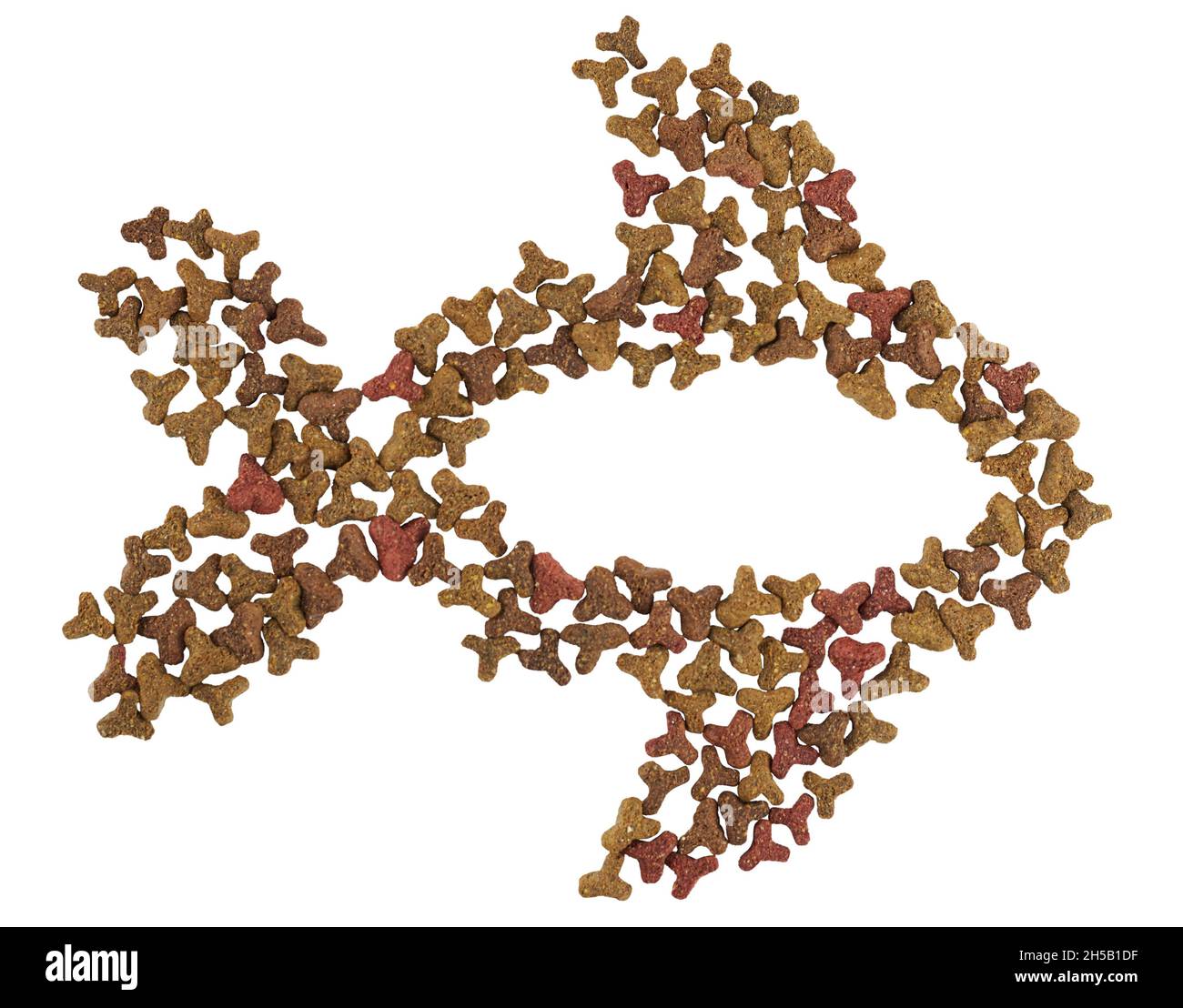 Dry pet food in the form of fish isolated on white background Stock ...