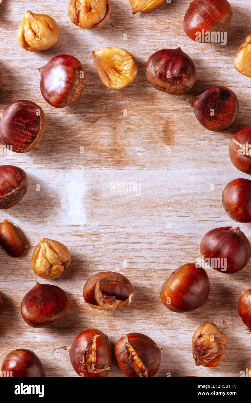 Chestnuts poster with a place for text, a design template for an autumn ...