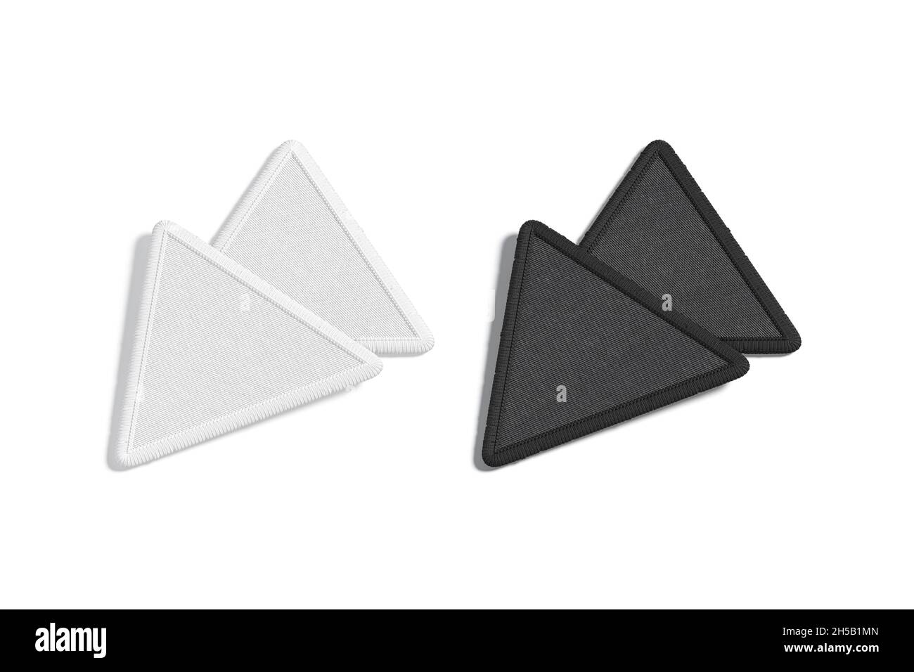 Blank black and white triangle embroidered patch mockup pair, isolated ...