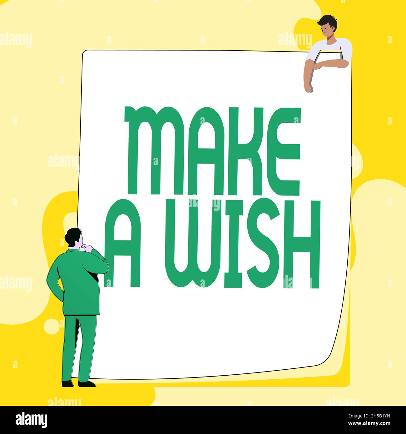 Hand writing sign Make A Wish. Word for to desire a situation that is ...