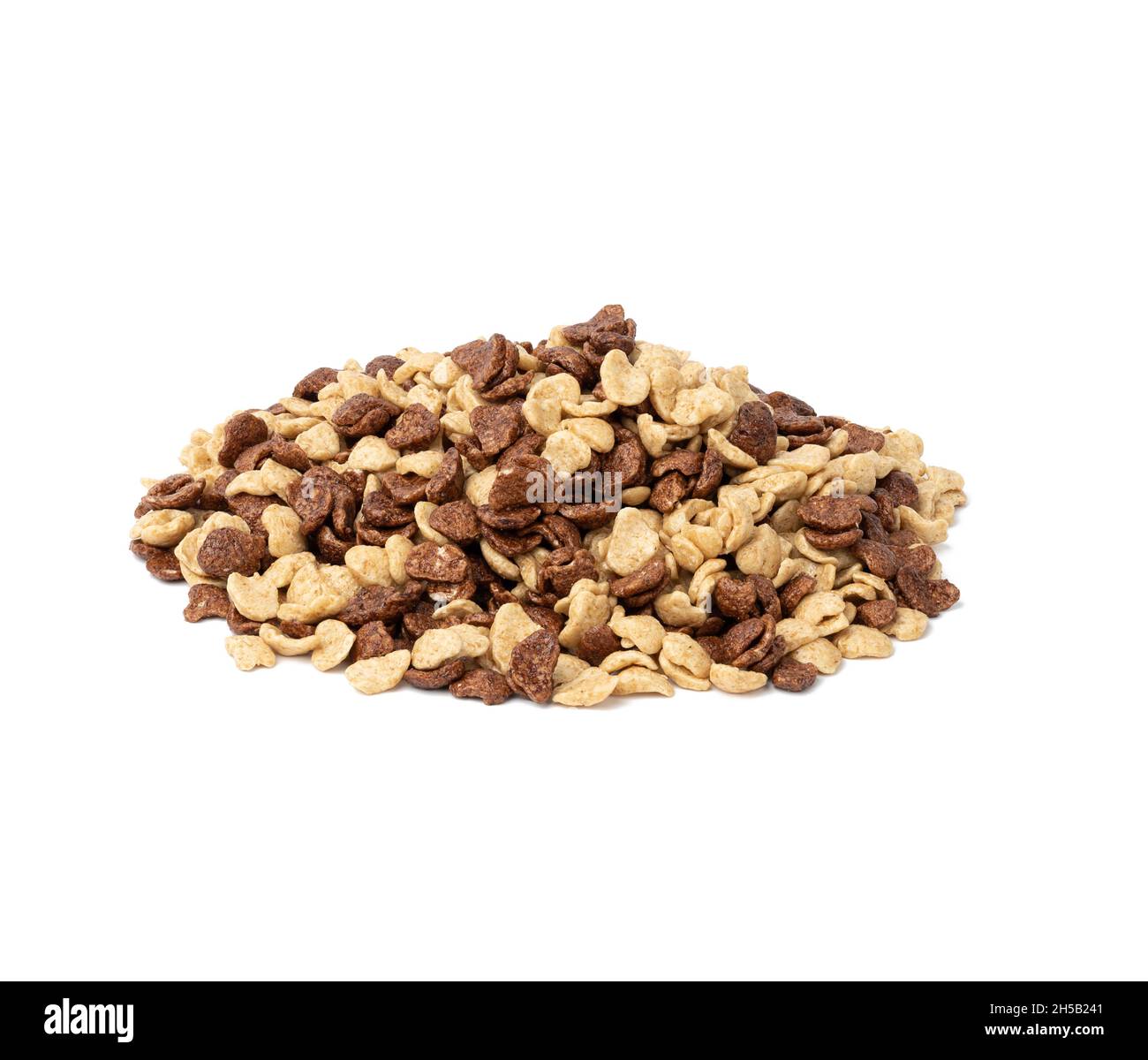 chocolate and honey cornflakes on a white background. Morning breakfast ...