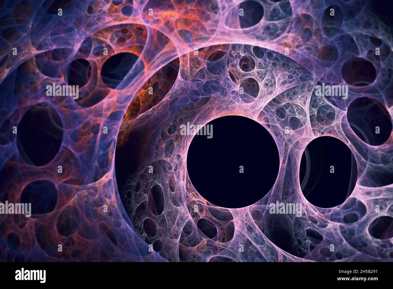 A quantum, science fiction concept of a fractal like design on a black ...