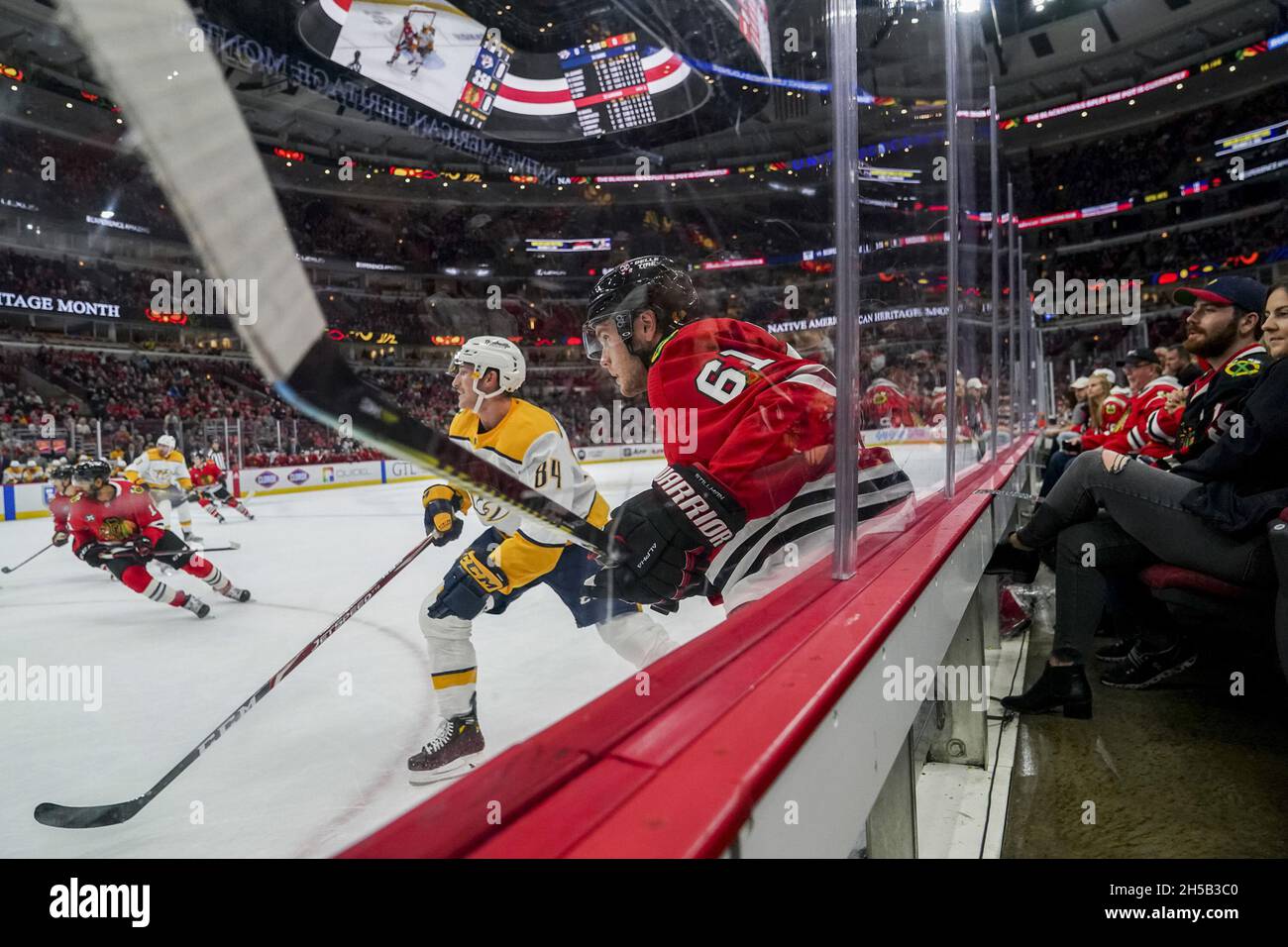 Nashville Predators left wing Tanner Jeannot (84) guards Chicago ... Nashville Predators left wing Tanner Jeannot (84) guards Chicago ...