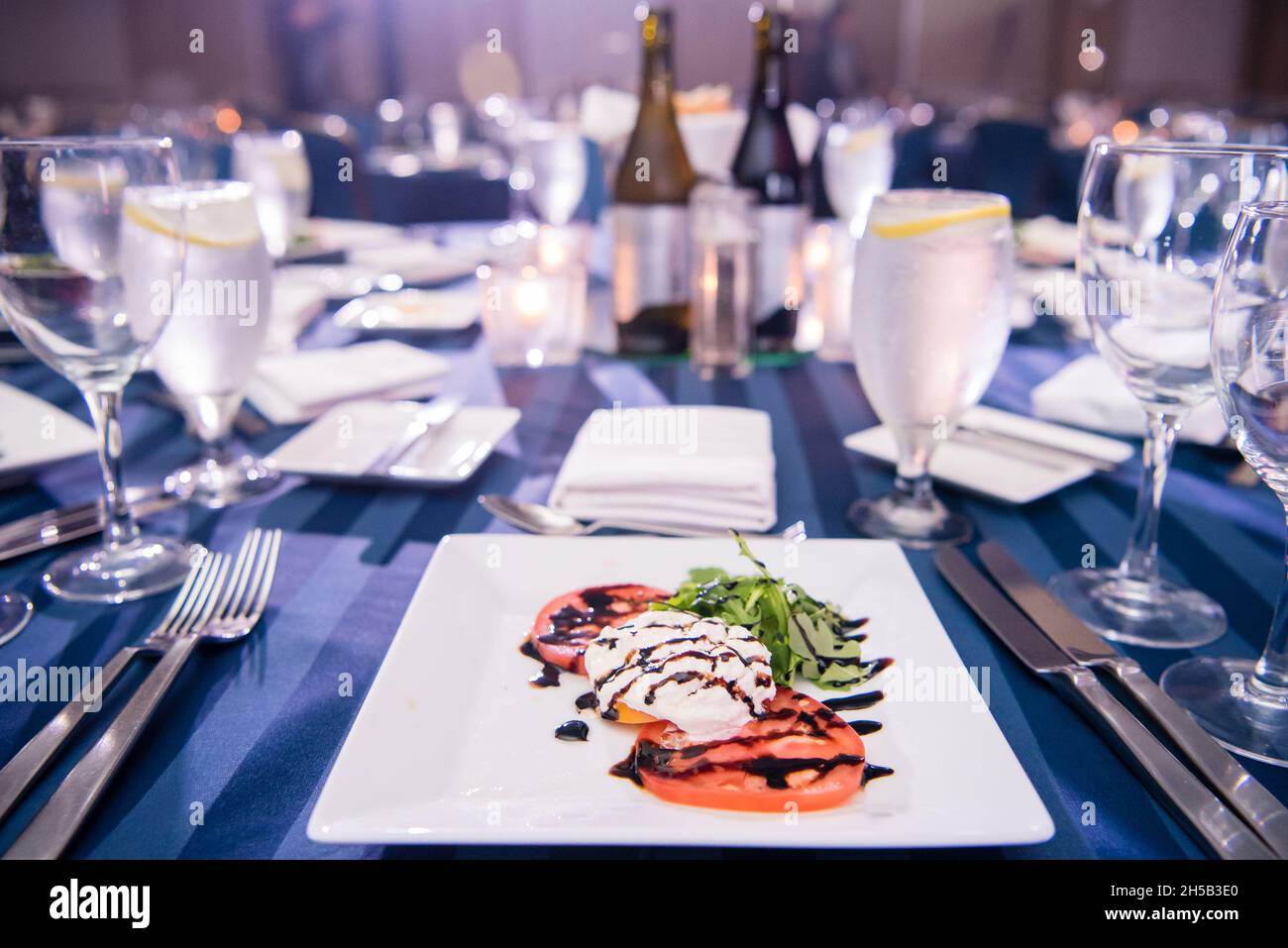 Decorated dining table celebration at wedding or luxury event Stock ...