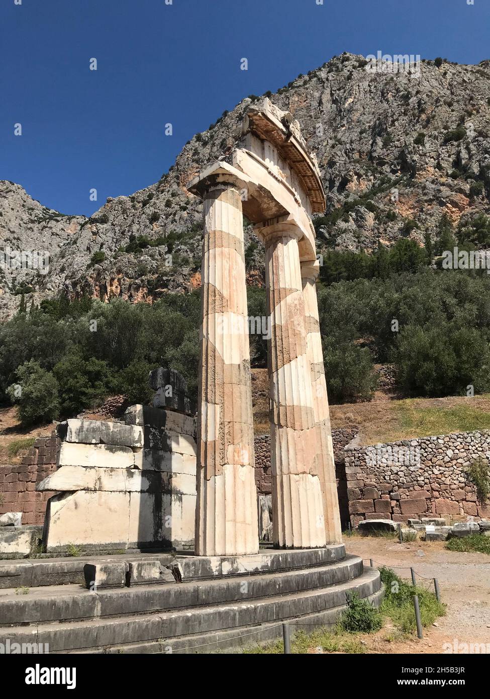 The Tholos circular building at sanctuary of Athena Pronaia in Delphi ...