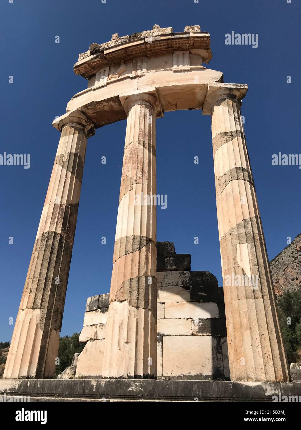 The Tholos circular building at sanctuary of Athena Pronaia in Delphi ...