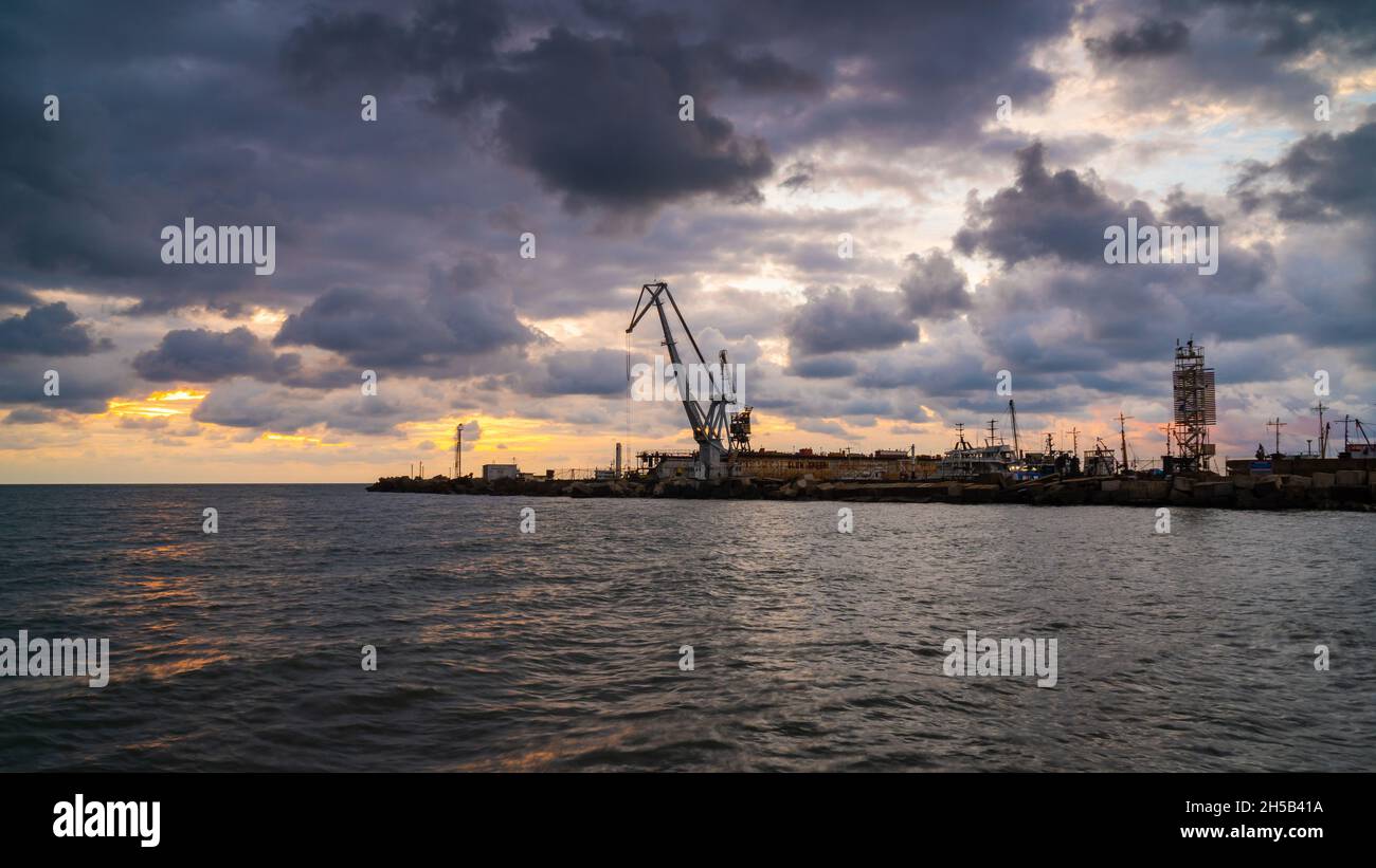 Beautiful sunset in the Black Sea, Poti, Georgia Stock Photo - Alamy