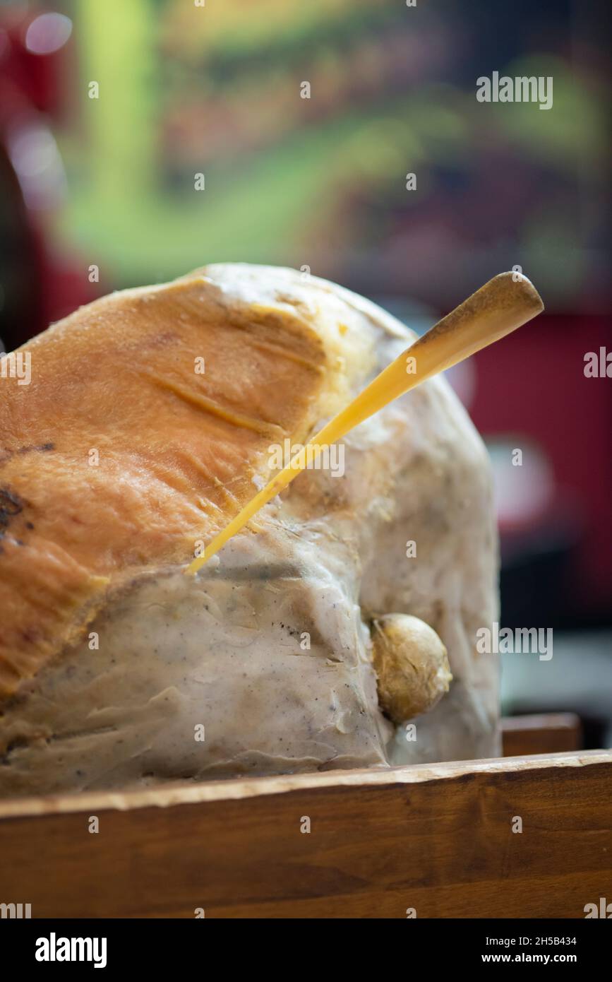 Whole Leg of Parma Ham in Wooden Support, Fibula the horse Bone Used ...