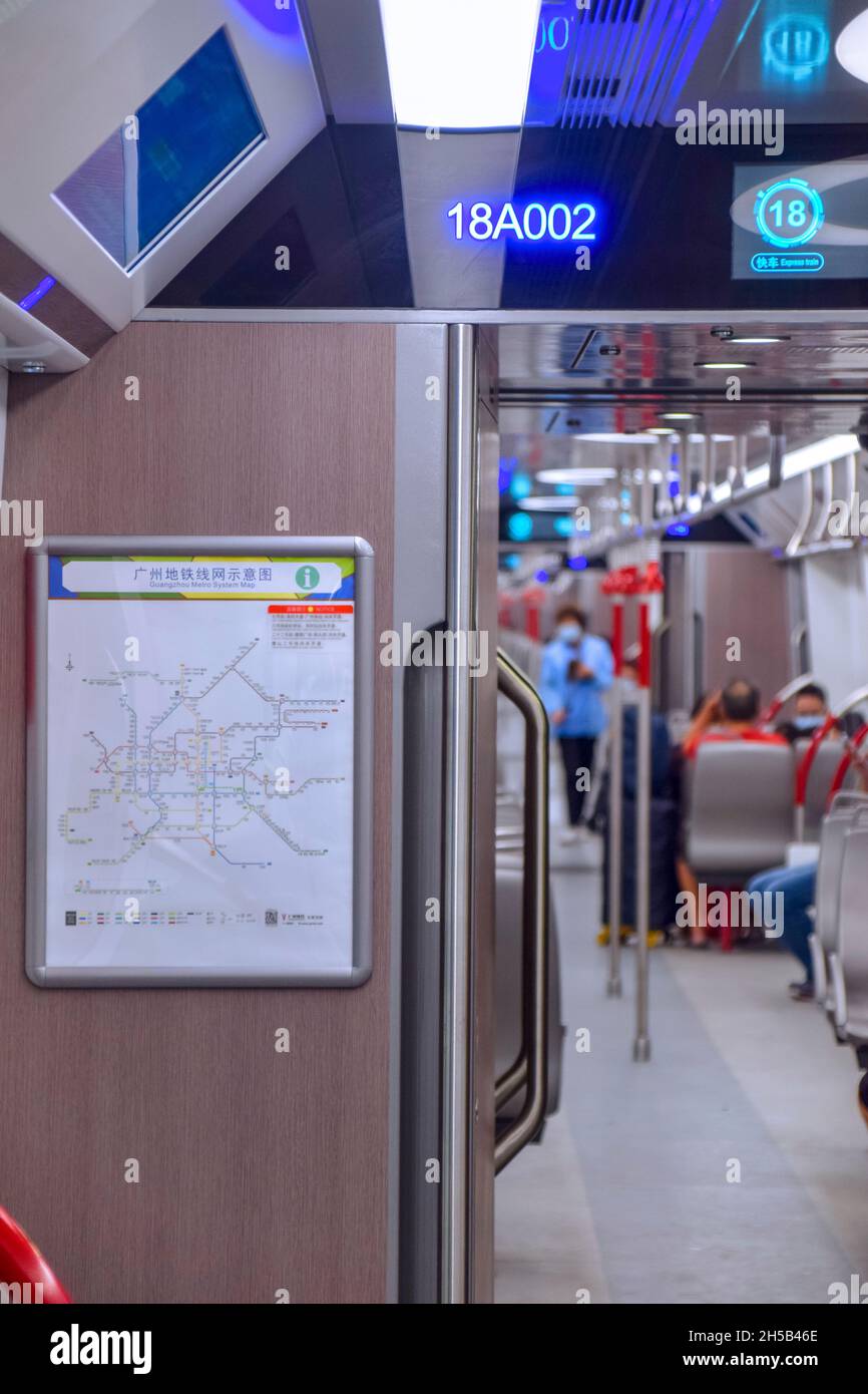 Guangzhou,China OCT 1st,2021 Guangzhou Metro Line 18,The line is an ...