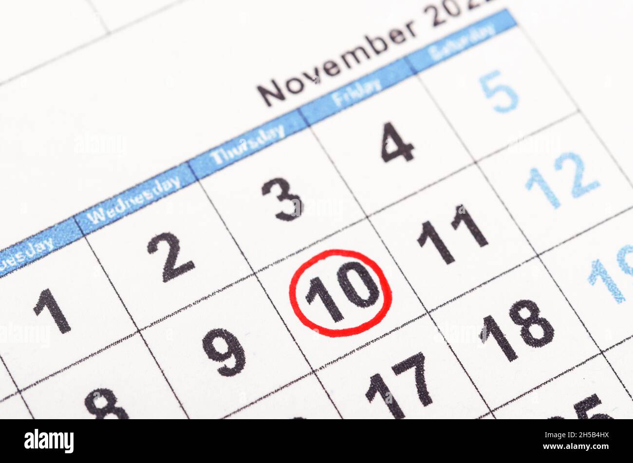 Number 10 calendar hi-res stock photography and images - Alamy