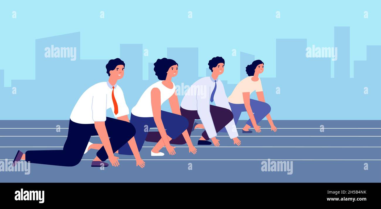 Focused athlete at start Stock Vector Images - Alamy