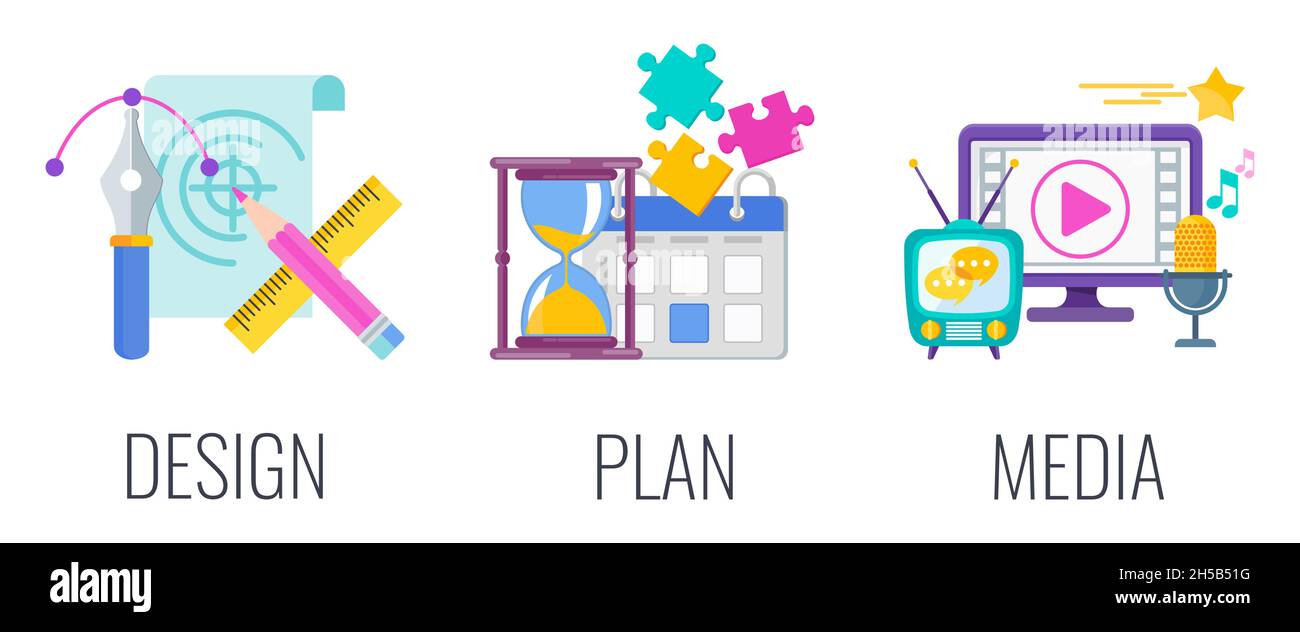 Design, plan and media. Creative as part of marketing Stock Vector ...
