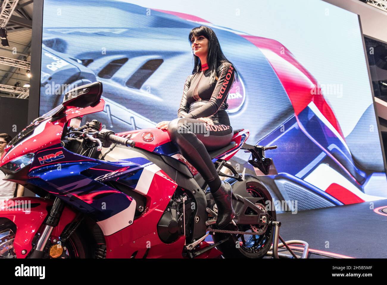 MILAN, ITALY - Oct 13, 2021: Different motorcycles on display at the ...