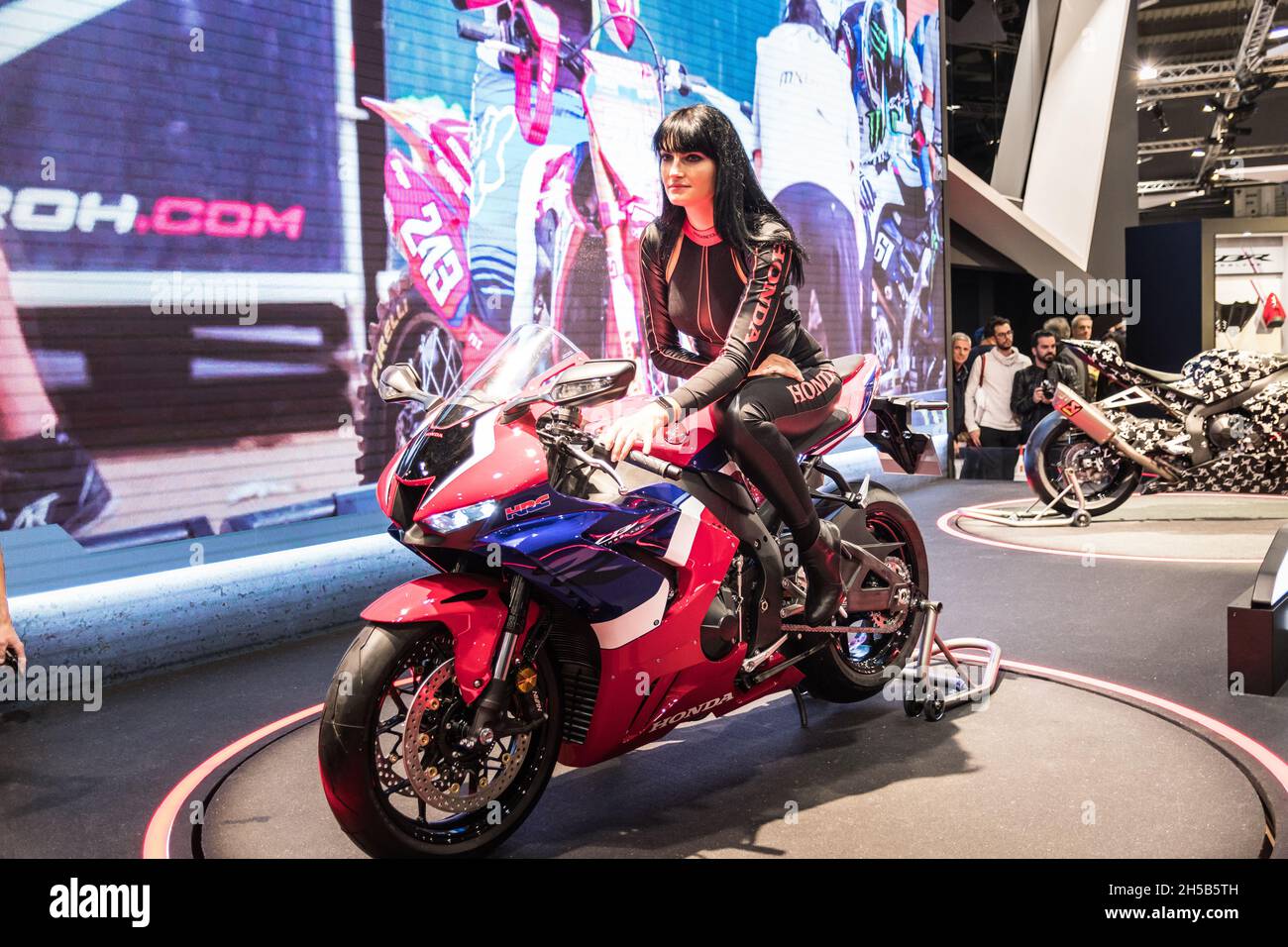 MILAN, ITALY - Oct 13, 2021: Different motorcycles on display at the ...