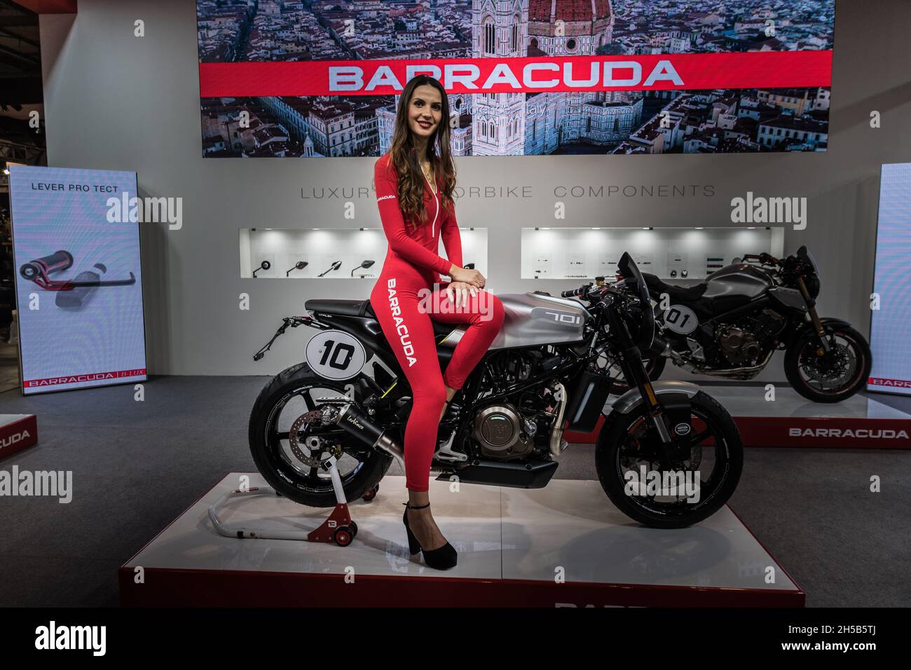 MILAN, ITALY - Oct 13, 2021: Different motorcycles on display at the ...