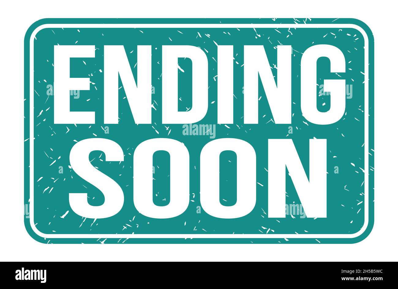 ENDING SOON, words written on blue rectangle stamp sign Stock Photo - Alamy