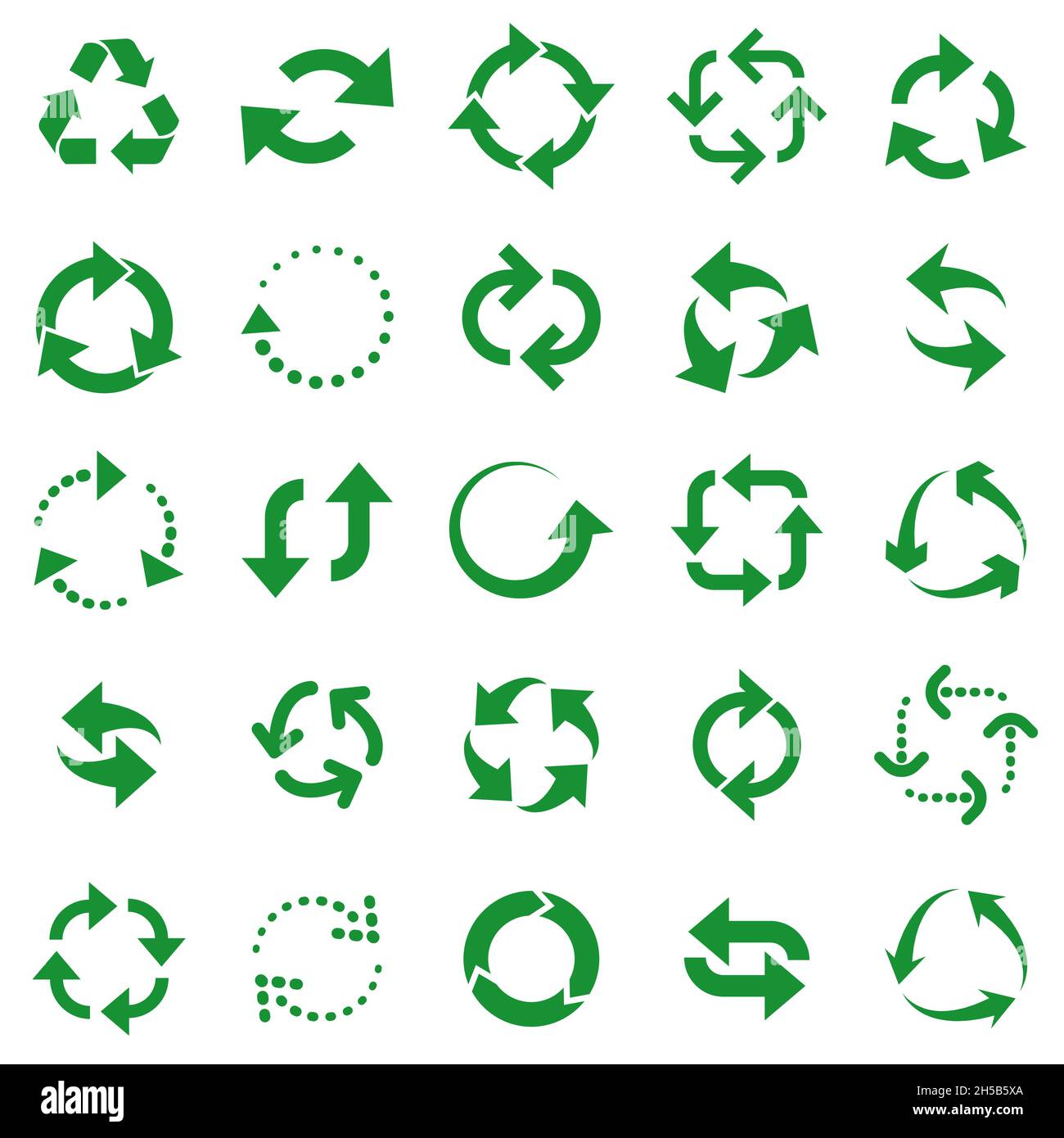 Reusable arrows. Green recycle arrow, recycling life cycle. Organic materials logo, bio ecology ...