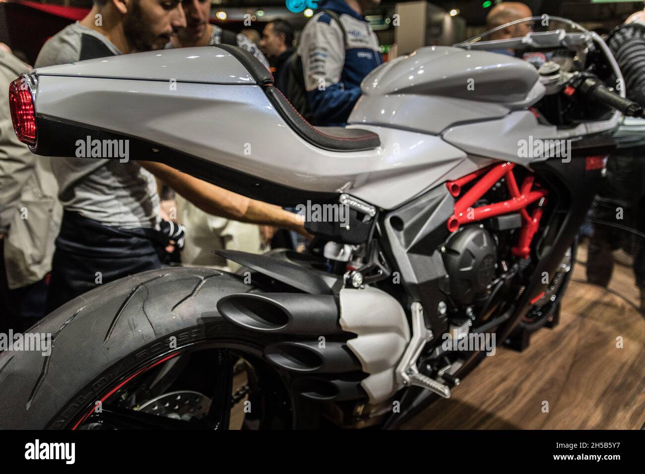 MILAN, ITALY - Oct 13, 2021: Different motorcycles on display at the ...
