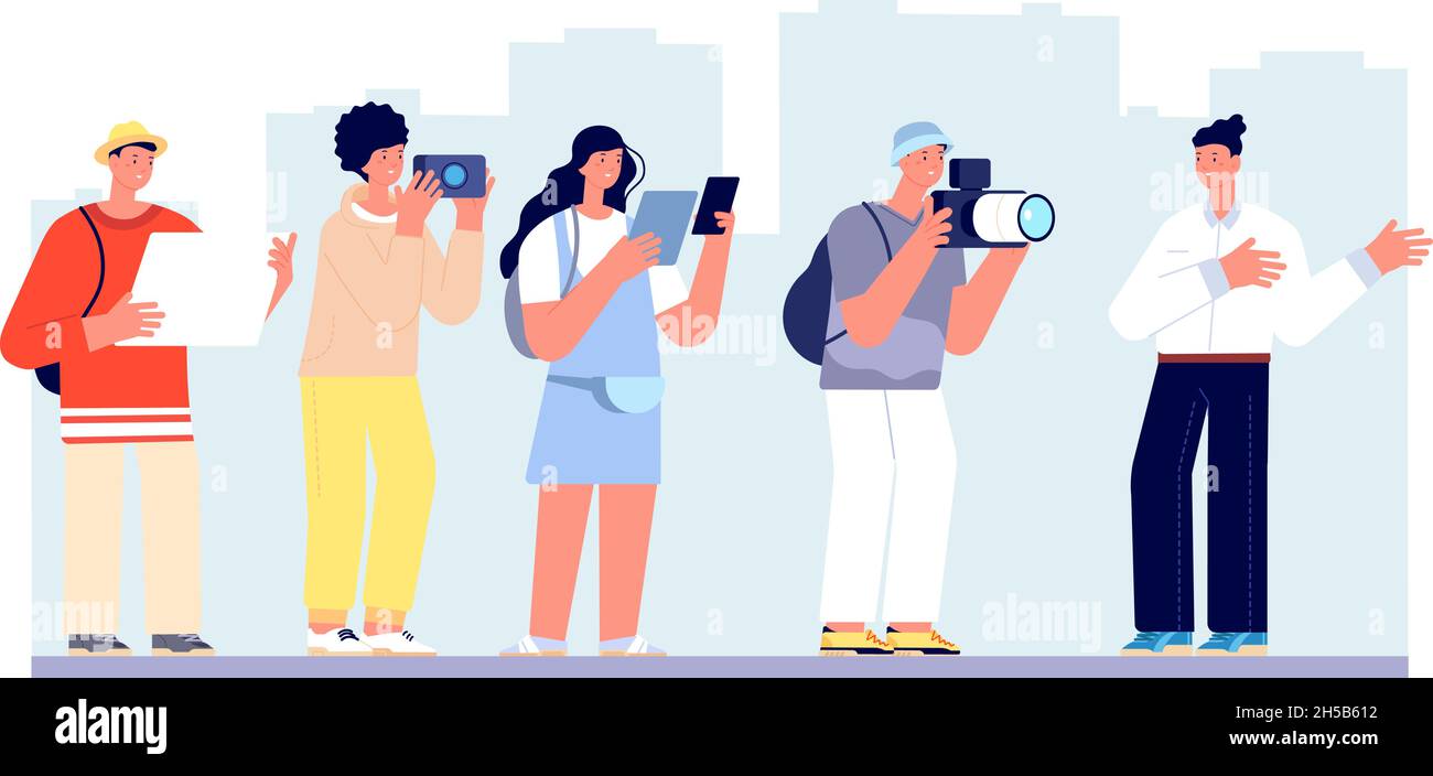 Tour guide. People travel vacation, happy woman lifestyle. Tourists ...