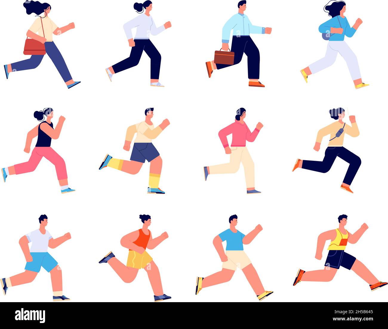 People running. Female run, race healthy group. Jogging person ...