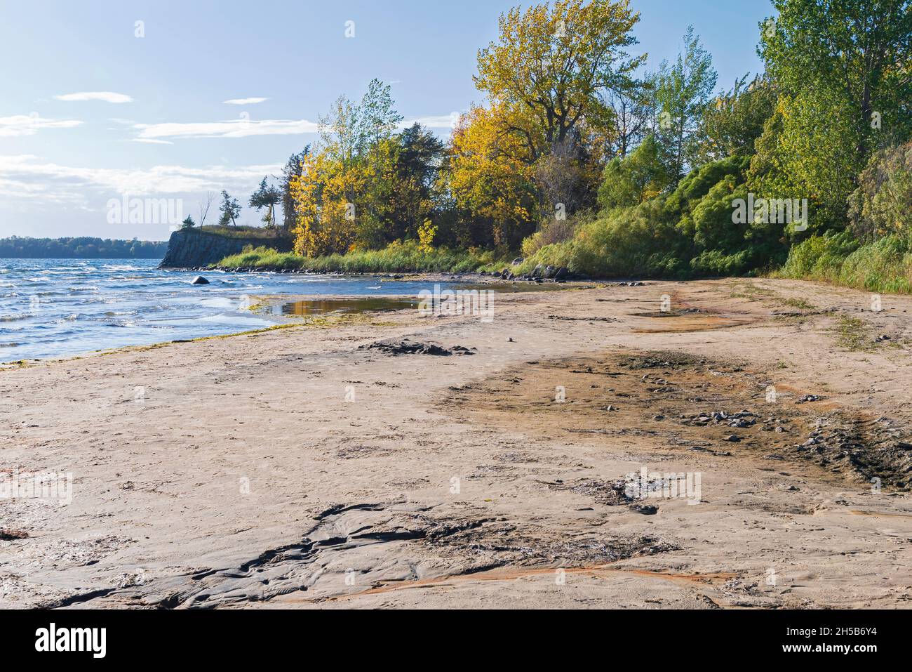 lake champlain shoreline and promontory at alburgh dunes state park in ...