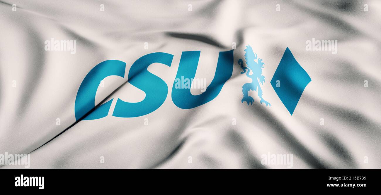 Waving flag concept. Flag of the Christian Social Union in Bavaria ...